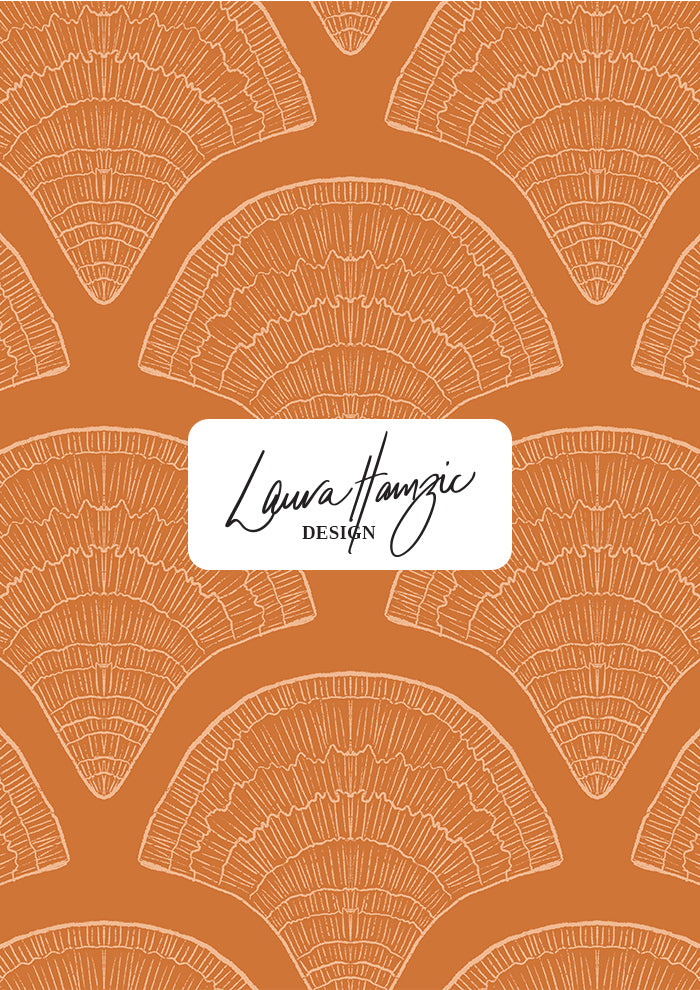 Filigree Fans (Orange) – Elegant Scalloped Feather and Shell Inspired Surface Pattern | Surface ...