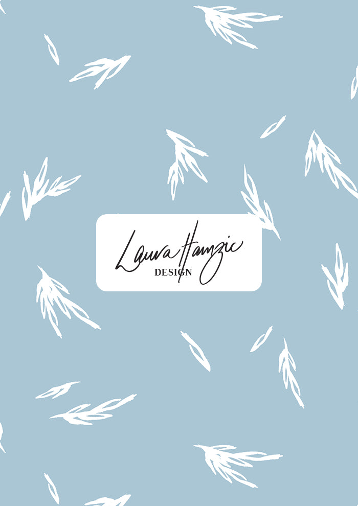 Leaf Drift (Dusty Blue) | Playful Watercolour Leaf Pattern | Laura Hamzic Surface Design