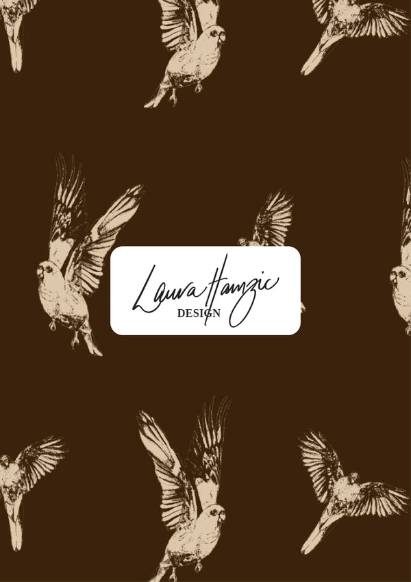 Mulga Parrot Murmurs (Chocolate Brown) – Painterly Bird Pattern ...