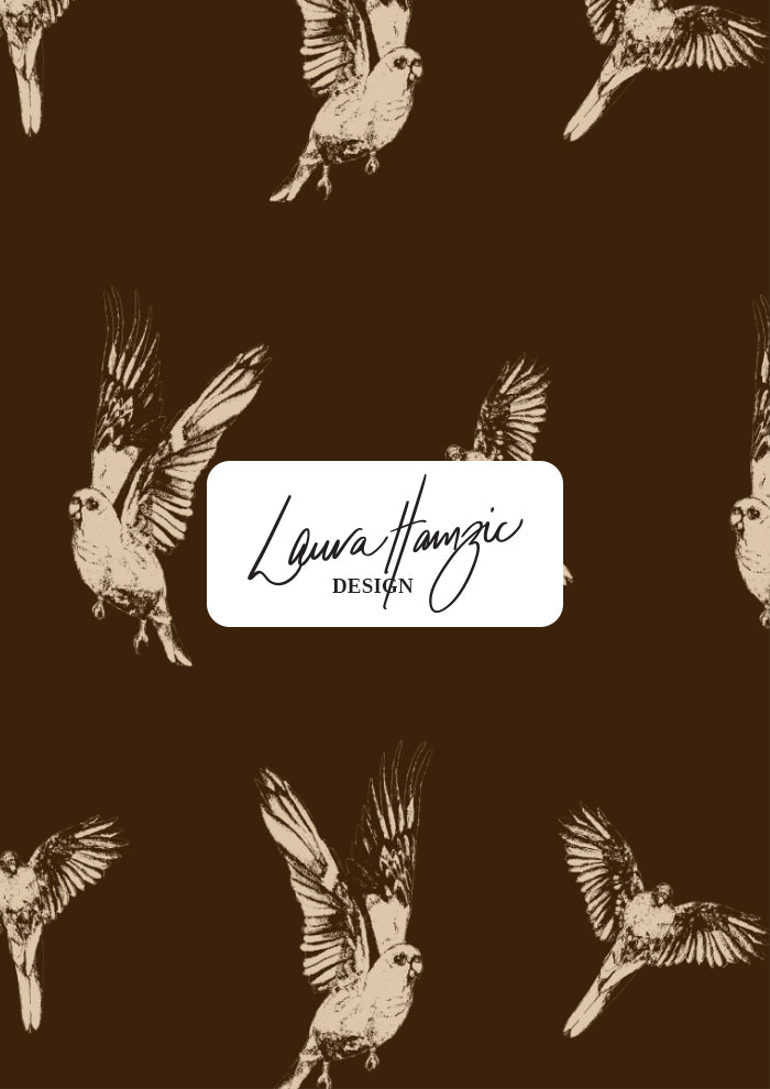Mulga Parrot Murmurs (Chocolate Brown) – Painterly Bird Pattern ...